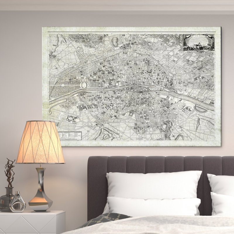 Wexford Home Parisian Sketch Map II - Graphic Art Print on Canvas | Wayfair